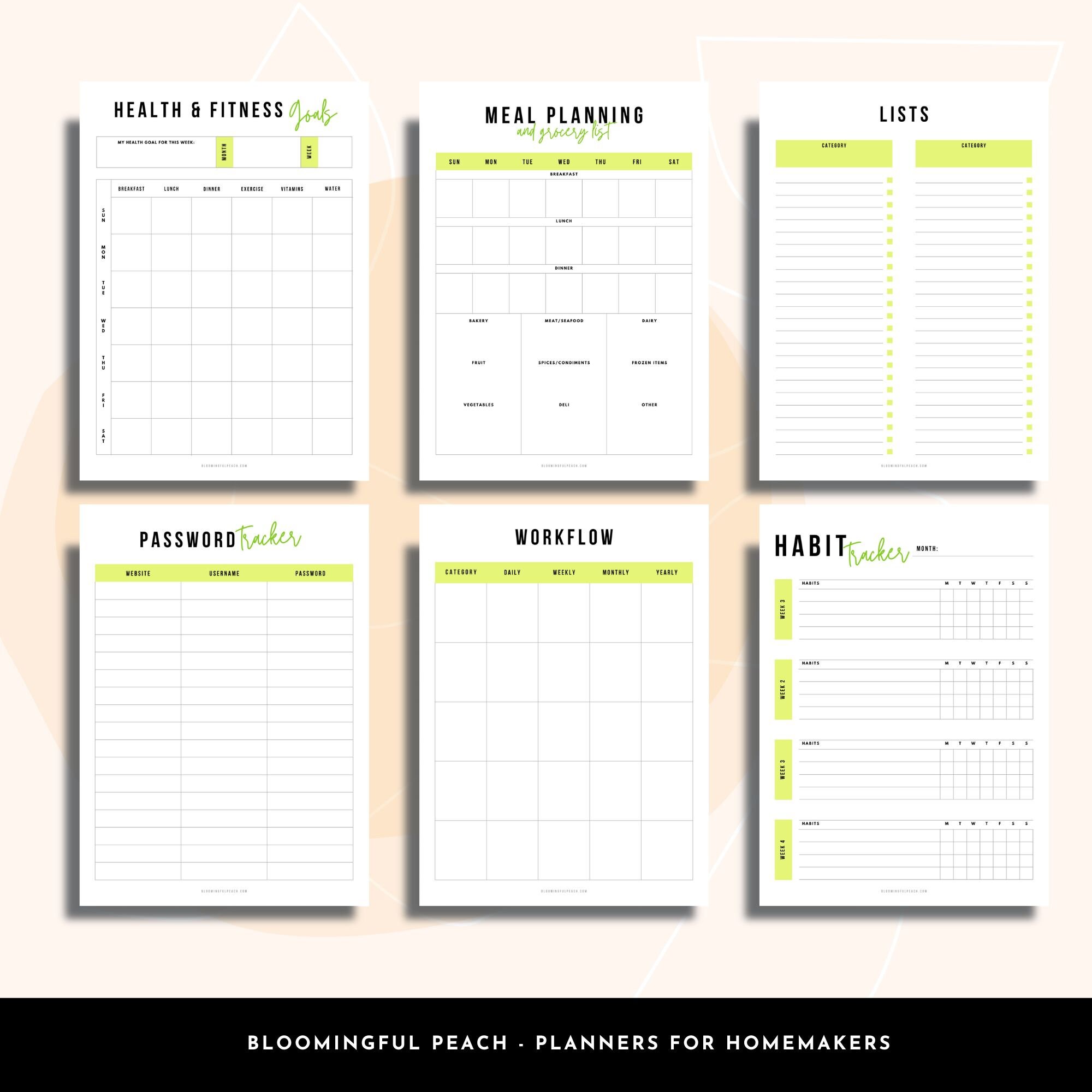 Monthly Planner Printable PDF, Yearly Calendar, Monthly Calendar, Daily ...