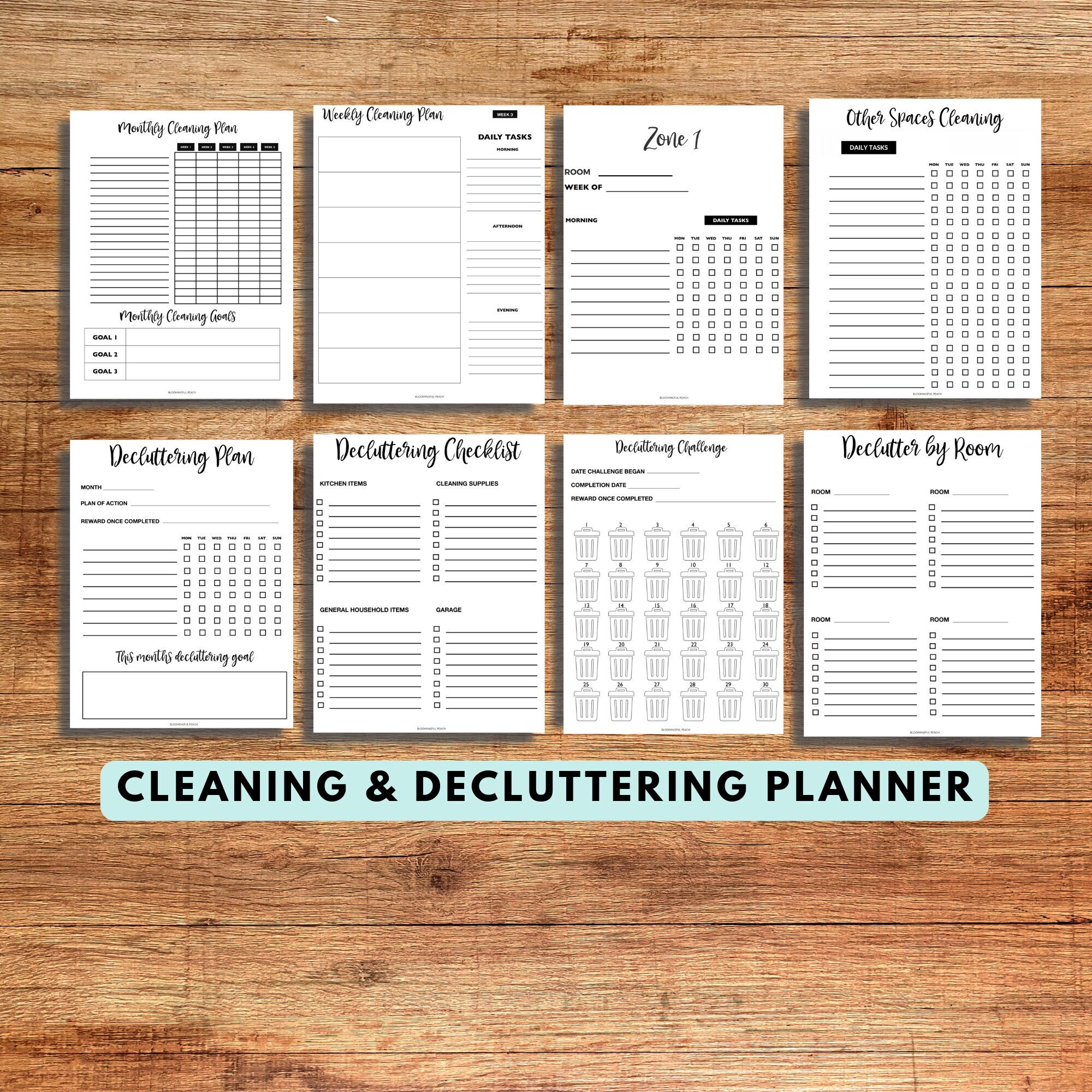 Printable Decluttering & Cleaning Planner Clean by Zone - Etsy