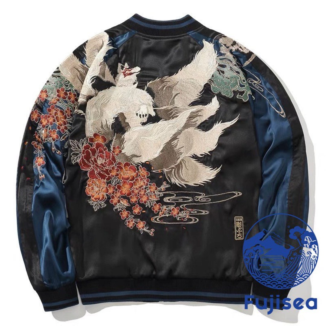 Fujisea Nine-tail Kitsune Fox Embroidery Sukajan Jacket for Unisex ...