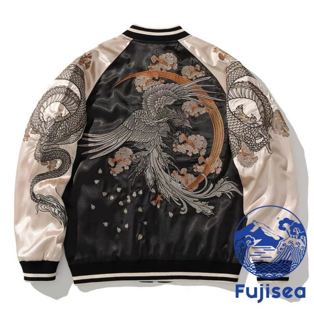 JKT144 Fujisea Phoenix and Double Dragons Sukajan Jacket for Unisex ...