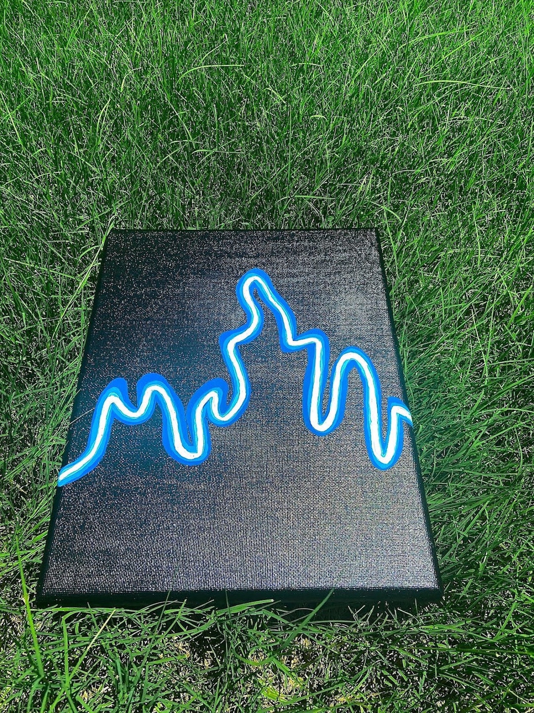 Neon Blue Flame Painting | Hand Painted Canvas - Etsy