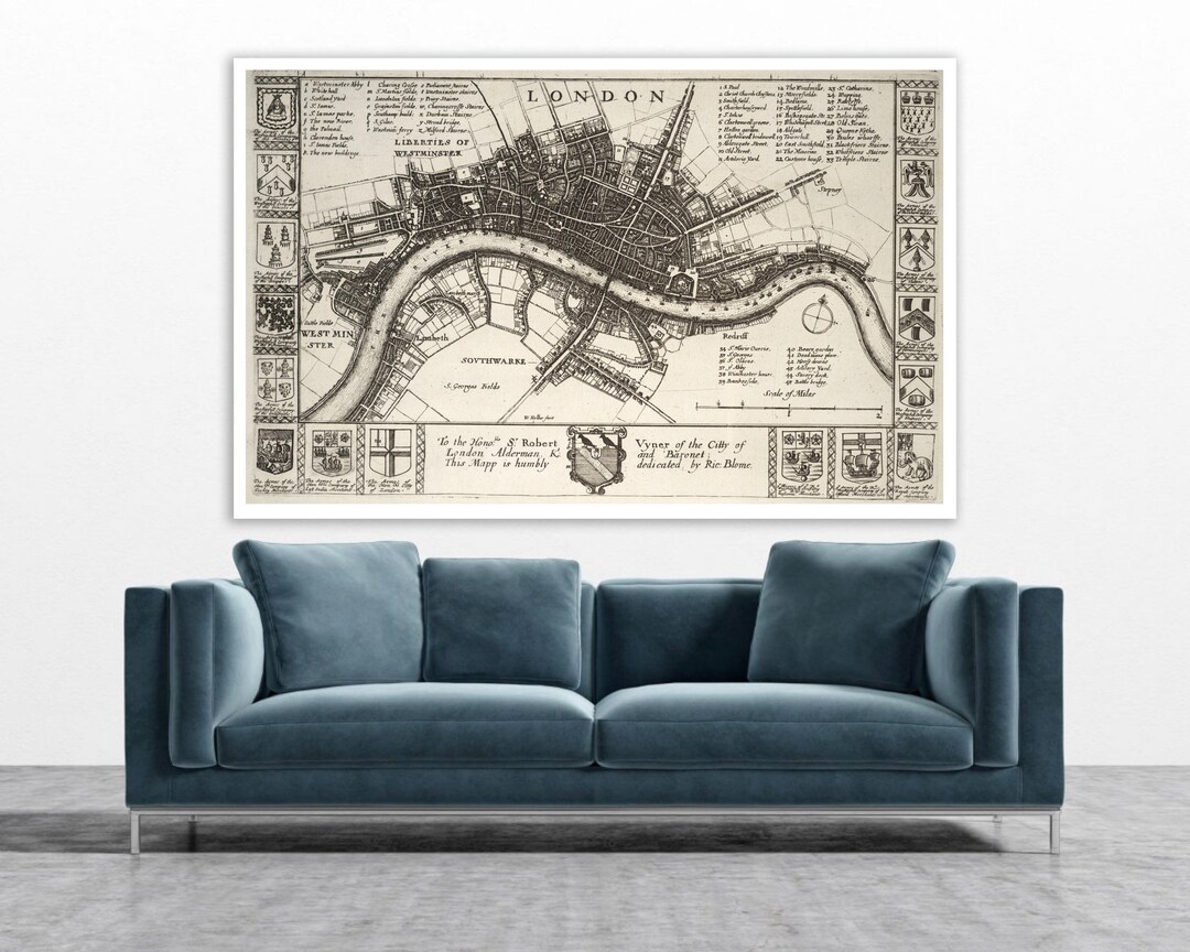 Vintage London England Map - Etsy