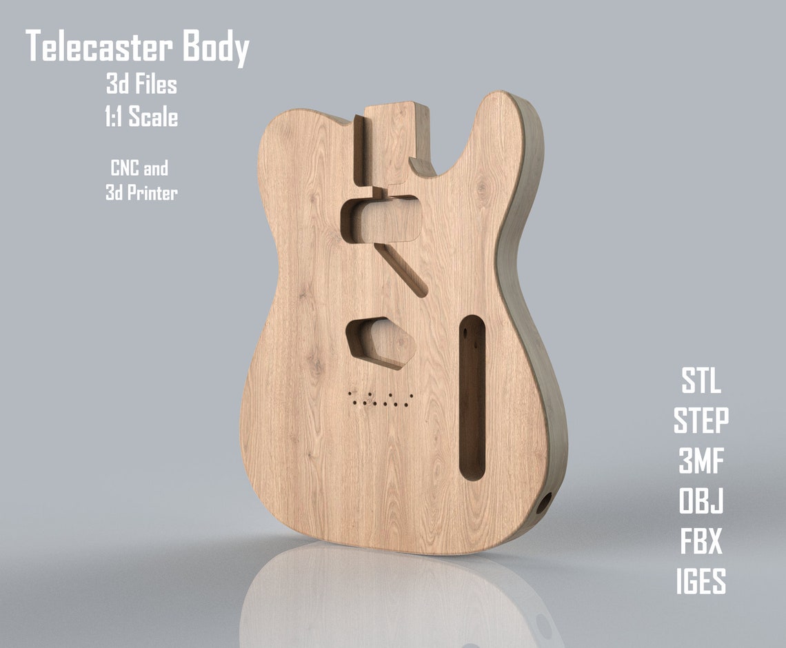 Telecaster Guitar Body V1 3D CAD Files Stl Step 3mf Iges Fbx - Etsy Canada
