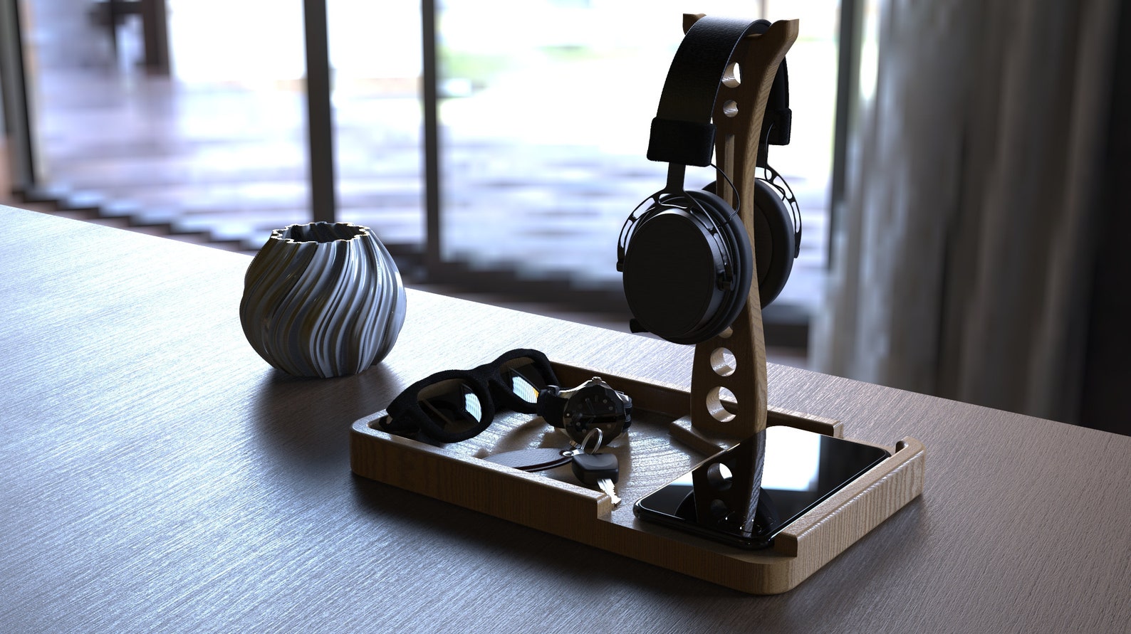 Wood Stand for Headphones, Desk Organizer, CNC Router, DXF File for ...