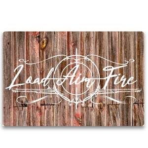 Load Aim Fire With Antique Pistols - White Text on Barn 'wood' -metal ...