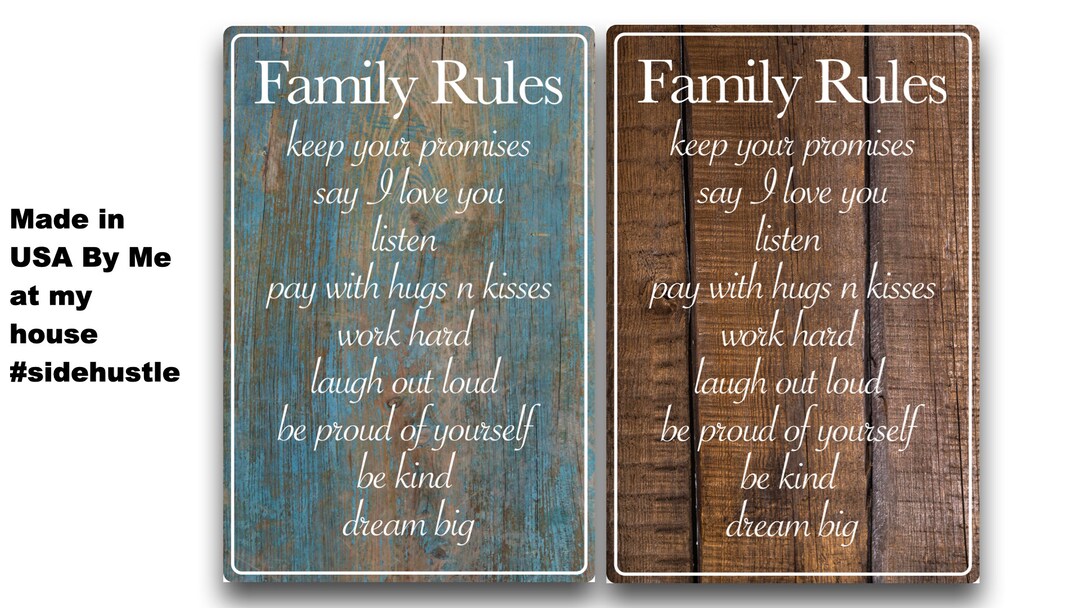 Personalized-custom Family Rules - You Choose Wood Background -metal ...