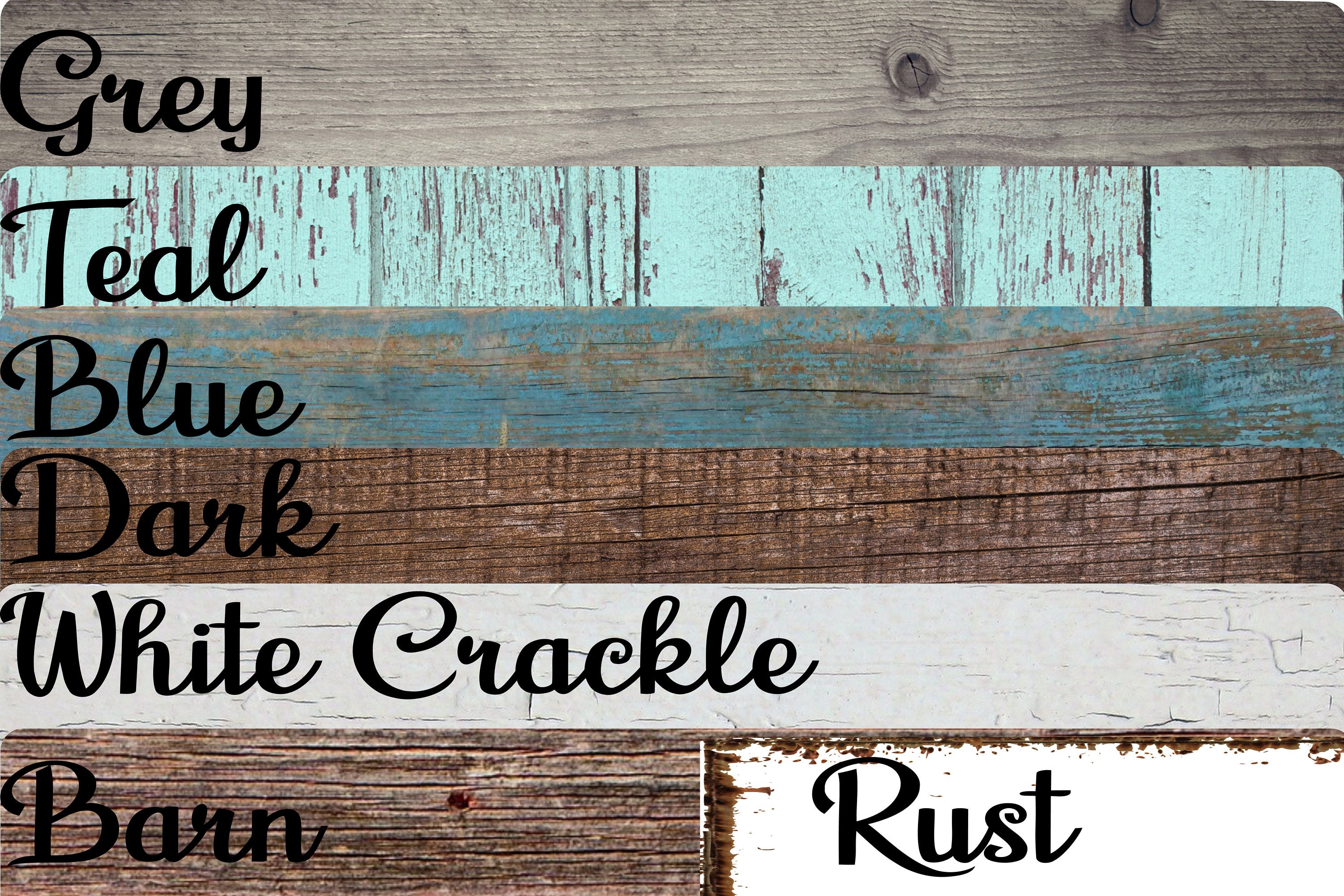Vineyard Cursive Font Choose Barn Wood Grey or Rust Look | Etsy