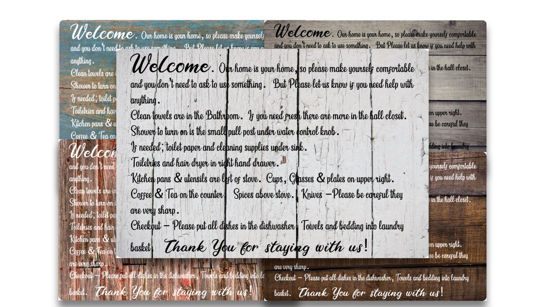 Custom Vacation Rental Welcome Sign – Personalized Text Rules - Etsy