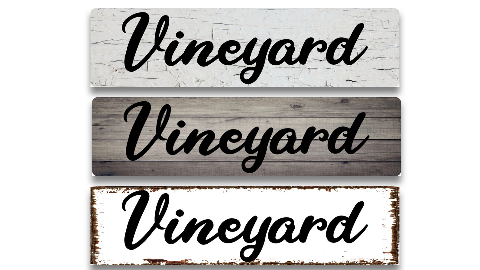 Vineyard Cursive Font Choose Barn Wood Grey or Rust Look | Etsy