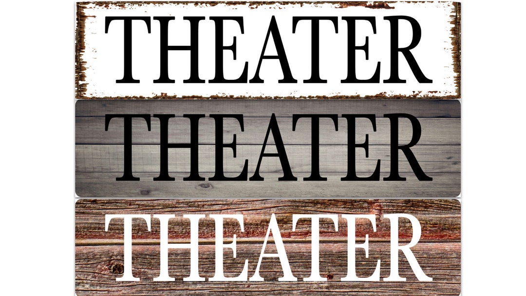 Theater Metal Sign – Rustic Barn Wood, Grey, or Rust Look - Etsy