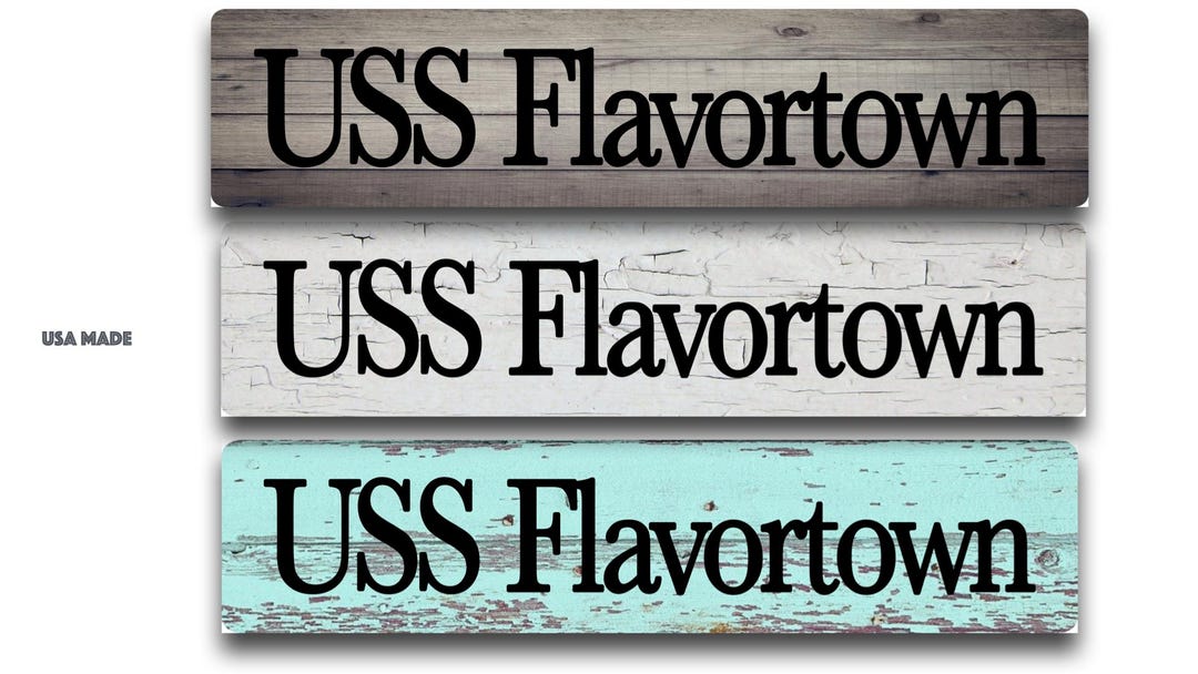 USS Flavortown- You Choose Style Background - 4"x18" or 3"x12" or 2"x8 ...