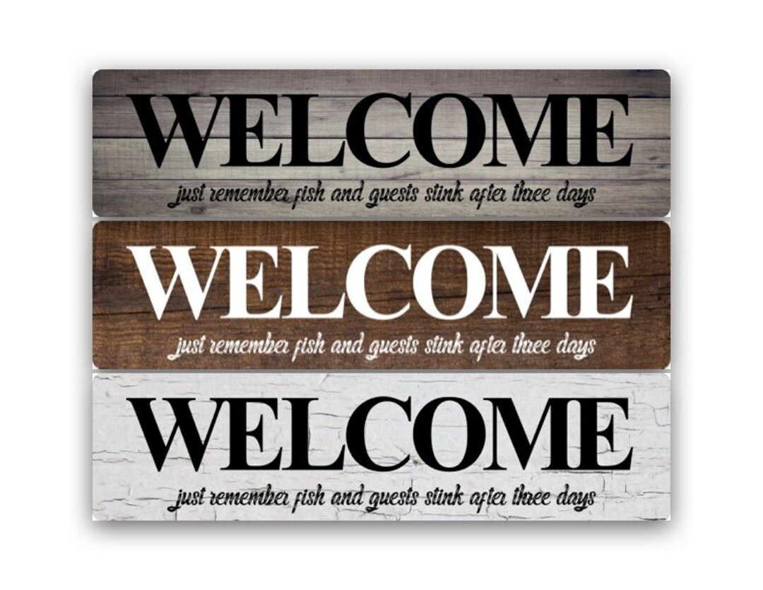 Funny Welcome Metal Sign – Fish and Guests Quote, Barn Decor - Etsy