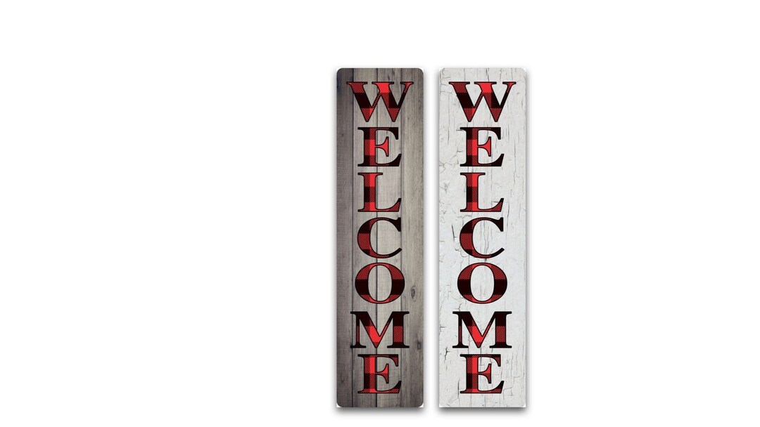 Buffalo Plaid Welcome Metal Sign - Rustic Holiday Wall Decor - Etsy