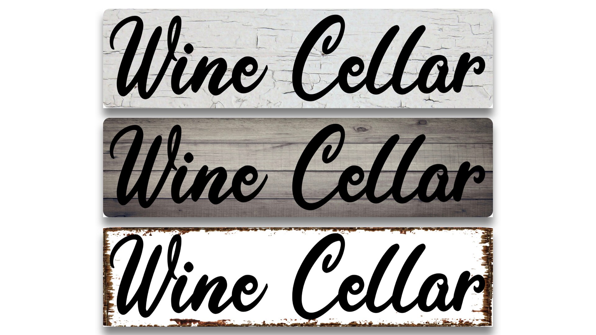 Wine Cellar Cursive Font Choose Barn Wood Grey or Rust | Etsy
