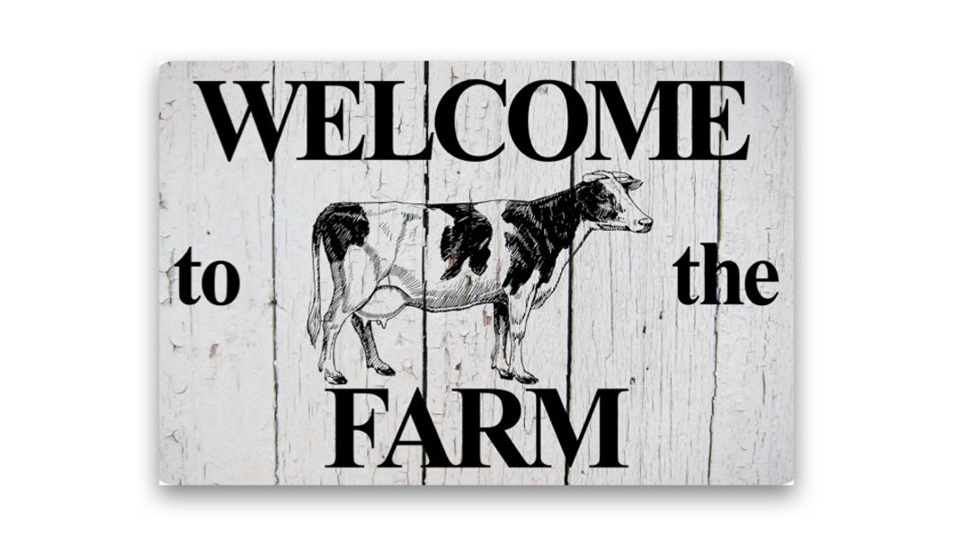 Welcome to the Farm With Cow 8"x12" Metal Sign Modern Rustic Wall ...