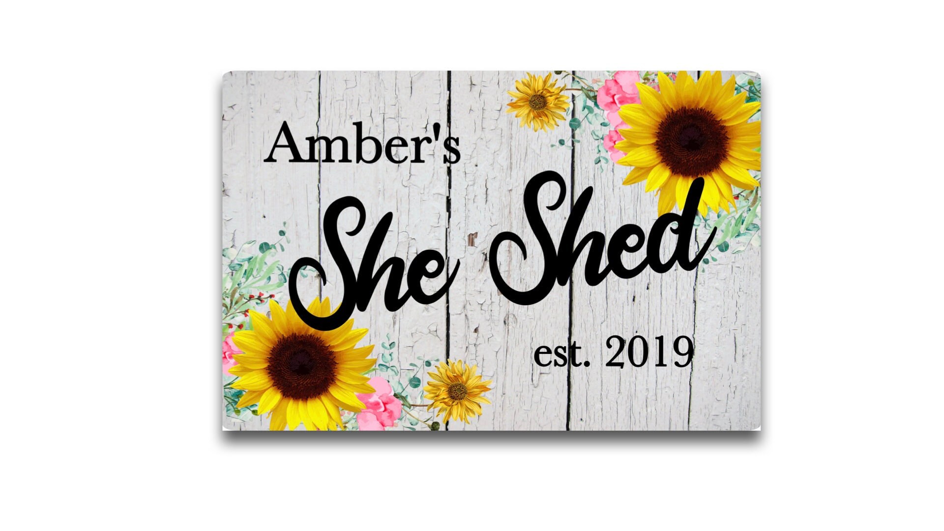 Personalized She Shed Sign With Flowers You Choose - Etsy