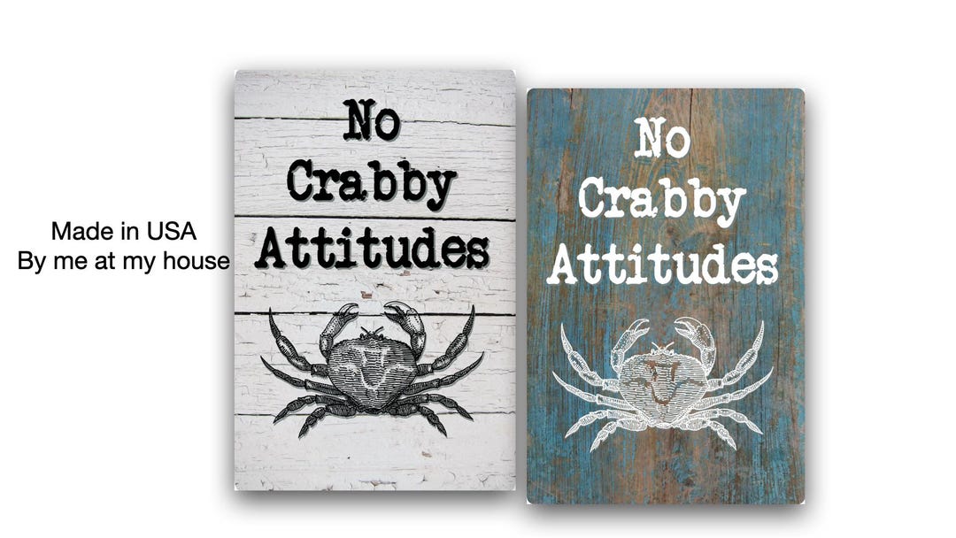 No Crabby Attitudes Metal Sign - Funny Beach Lake Decor - Etsy