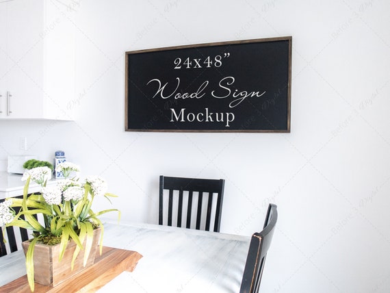 Maqueta de letrero de madera grande en el comedor horizontal - Etsy México
