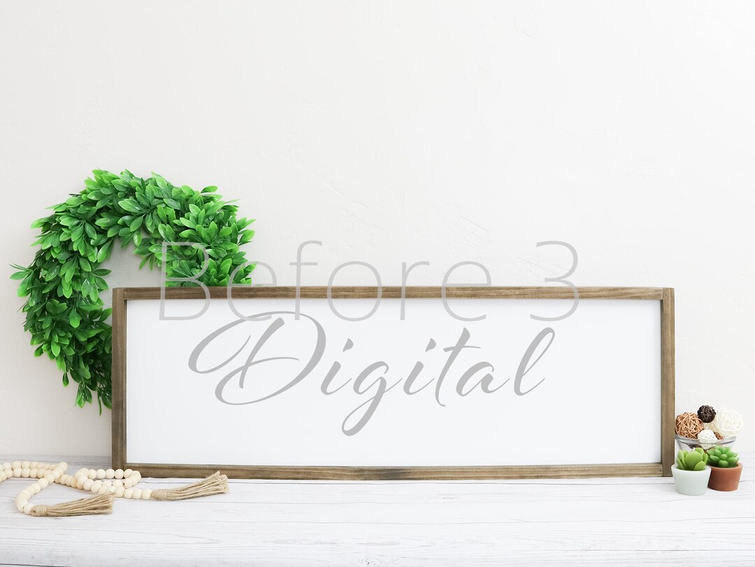12x36 Mockup Wood Sign Long Wide Blank Photo Farmhouse Frame Cute ...