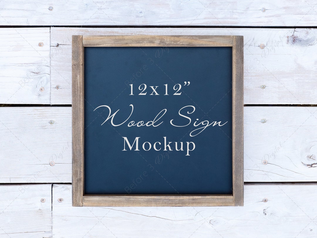 12x12 Sign Mockup Horizontal With Black Background, Rustic Farmhouse ...