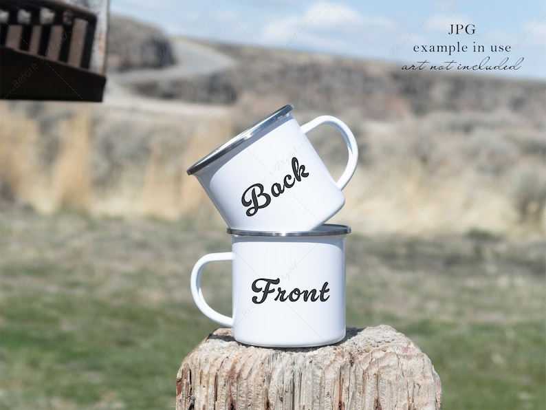 Enamel Mug Mockup Set of Two, Front and Back Lifestyle Photo, PSD With ...