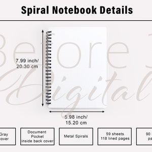 Spiral Notebook Size Chart Mockup, Actual Size 7.99 X 5.98, 8x6 Inch ...