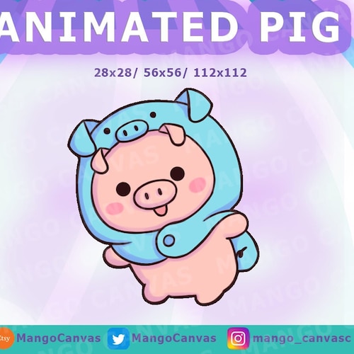 Animated Pig Emote/alert-cute Kawaii Piggy Piglet Oink - Etsy