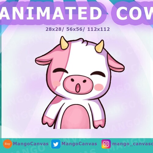 Animated Pink Cow Emote - Etsy