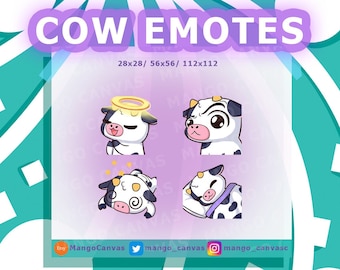 Brown and White Highland Cow Emotes | 10 Cute Cow Twitch & Discord ...