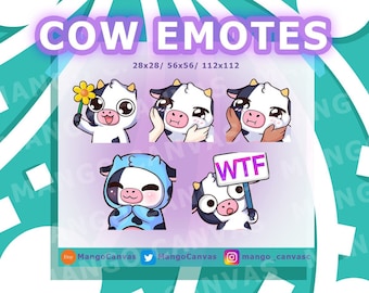 8 Twitch/discord Emotes Cow Emotes Animated Cow Emote - Etsy