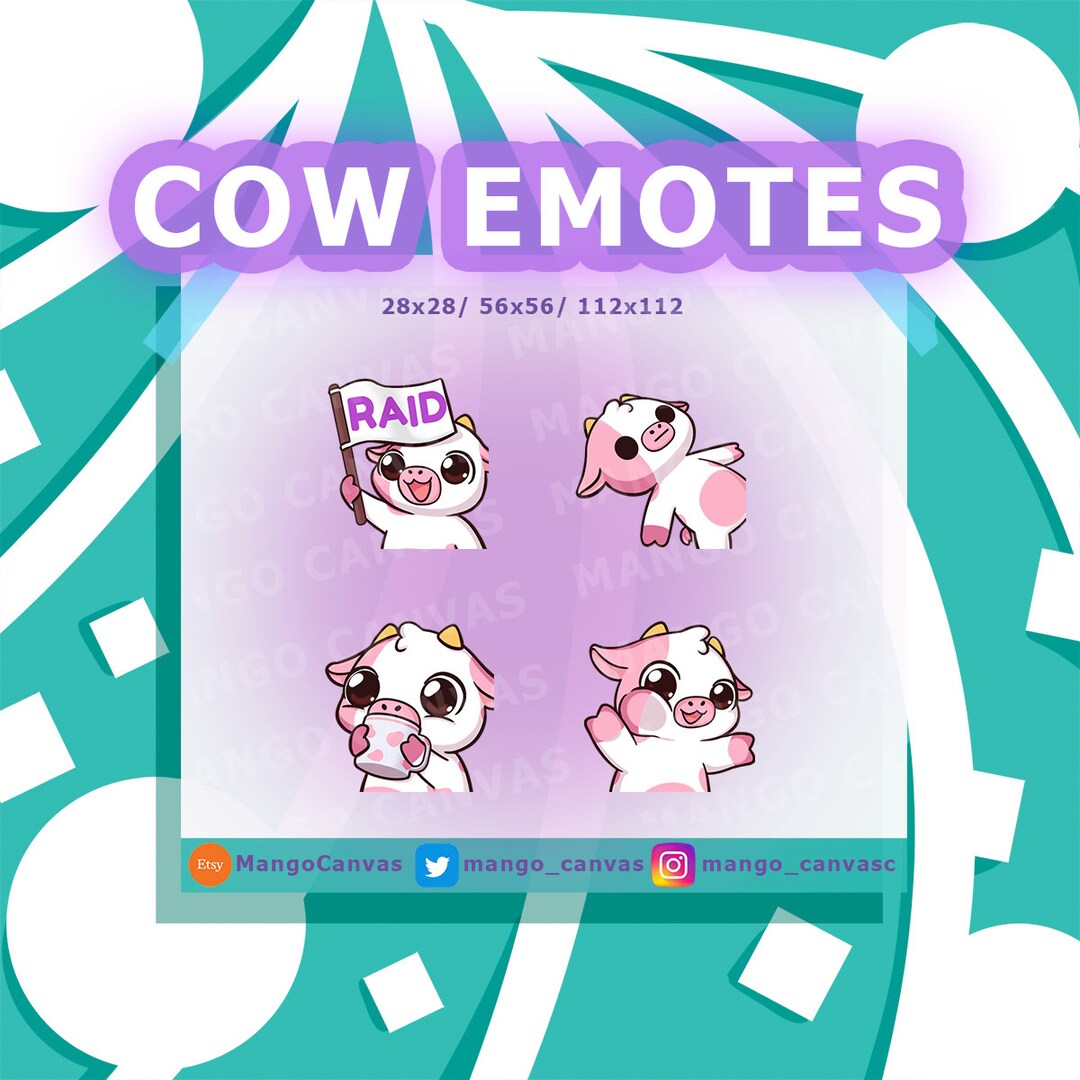 Twitch Emotes-pink Cow Emotes Set 6 - Etsy