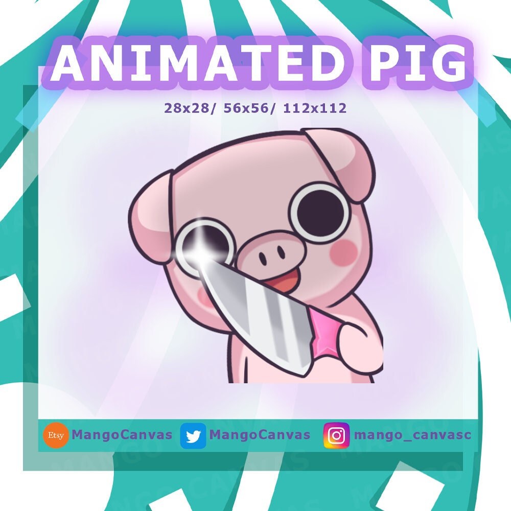 Animated Pig Emote-cute Kawaii Piggy Piglet Oink Farm-knife - Etsy