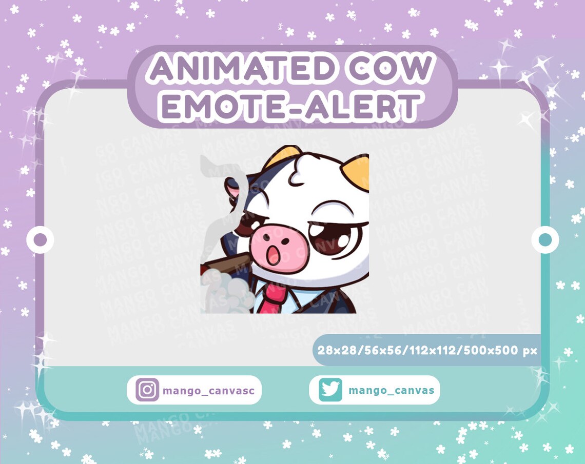 Animated Cow Emote Alert /smoking Emote-alert - Etsy
