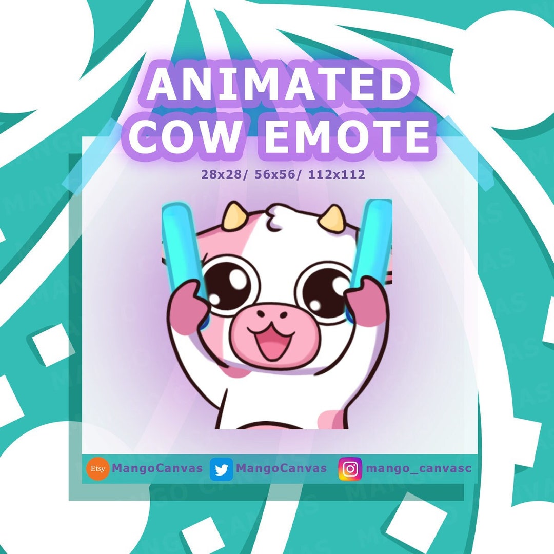 Animated Pink Cow Emote-glow Stick Emote - Etsy Animated Pink Cow Emote-glow Stick Emote - Etsy