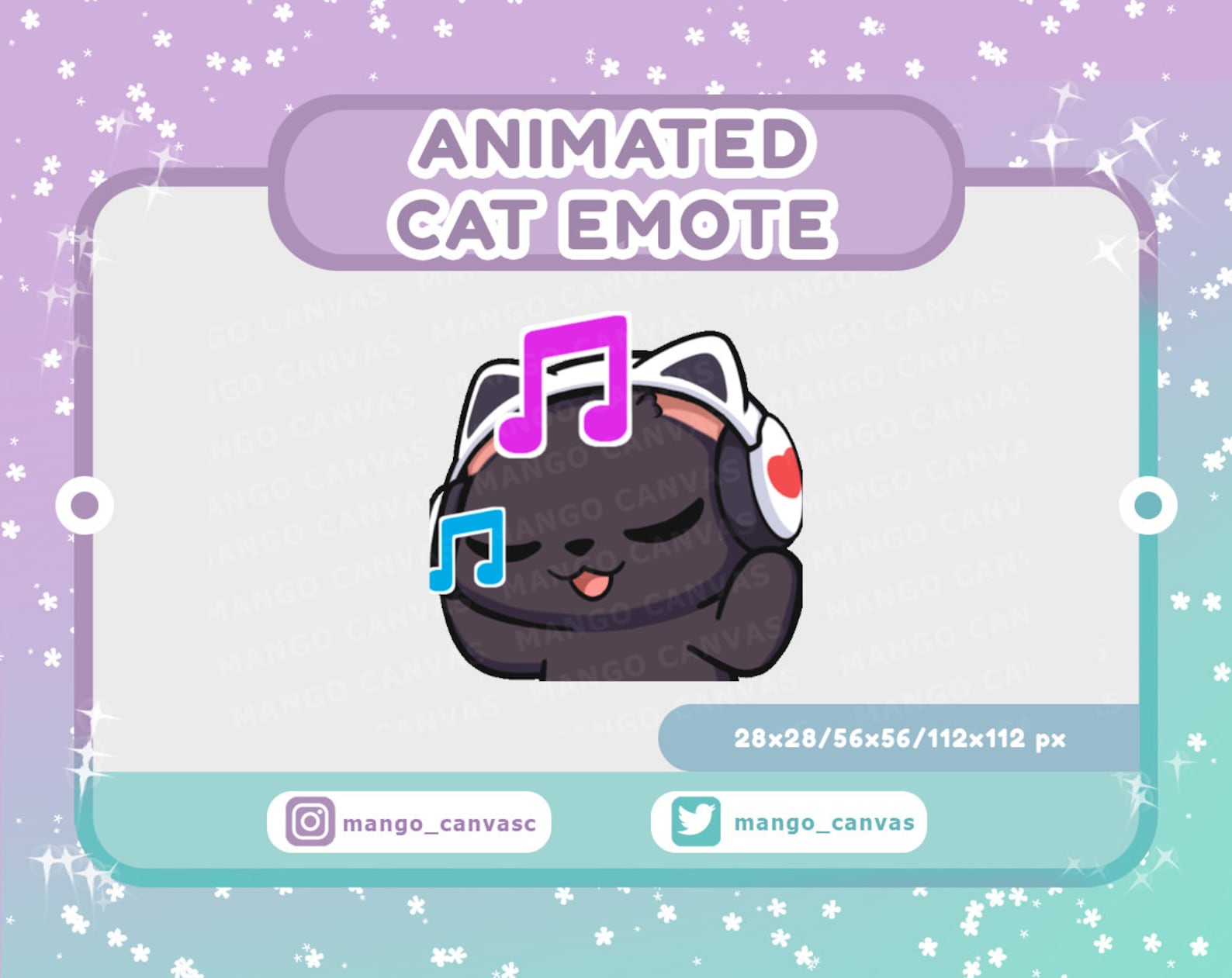 Animated Black Cat Emote-music Emote - Etsy