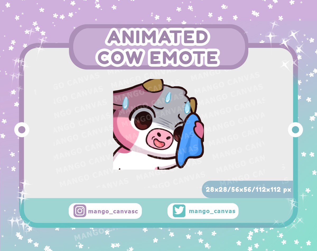 Animated Pink Cow Emote-sweating Emote - Etsy