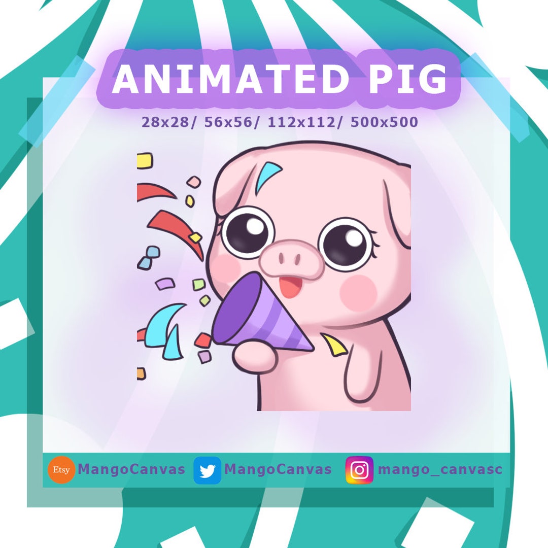 Animated Pig Emote/alert-cute Kawaii Piggy Piglet Oink Farm - Etsy