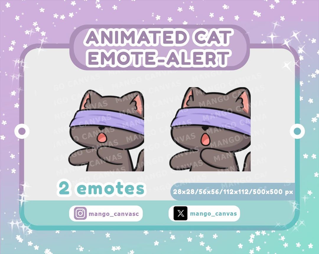 Animated Gray Cat Emote Alert / Blind Emote-alert - Etsy