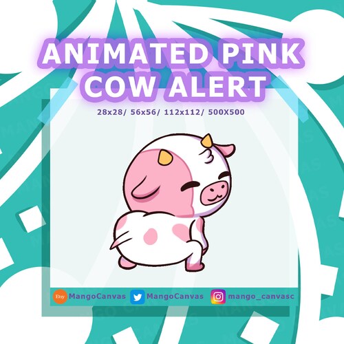 Animated Pink Cow lick Emote-alert - Etsy
