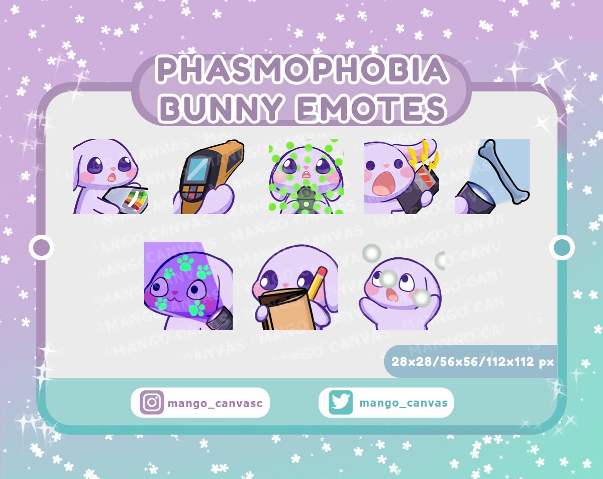 Twitch Emotes-phasmophobia Purple Bunny Emotes - Etsy