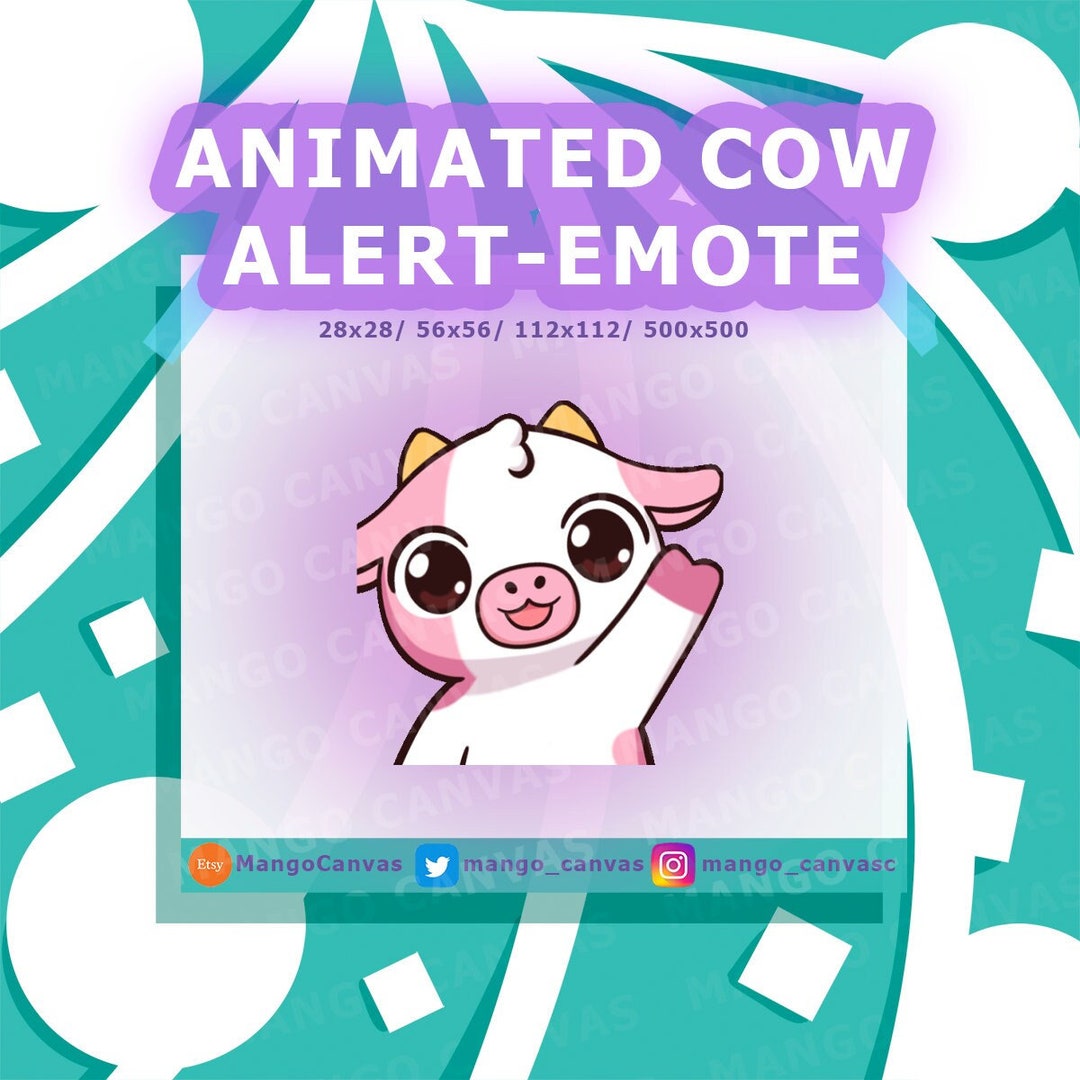 Animated Pink Cow Emote-alert / Hi Emote-alert - Etsy
