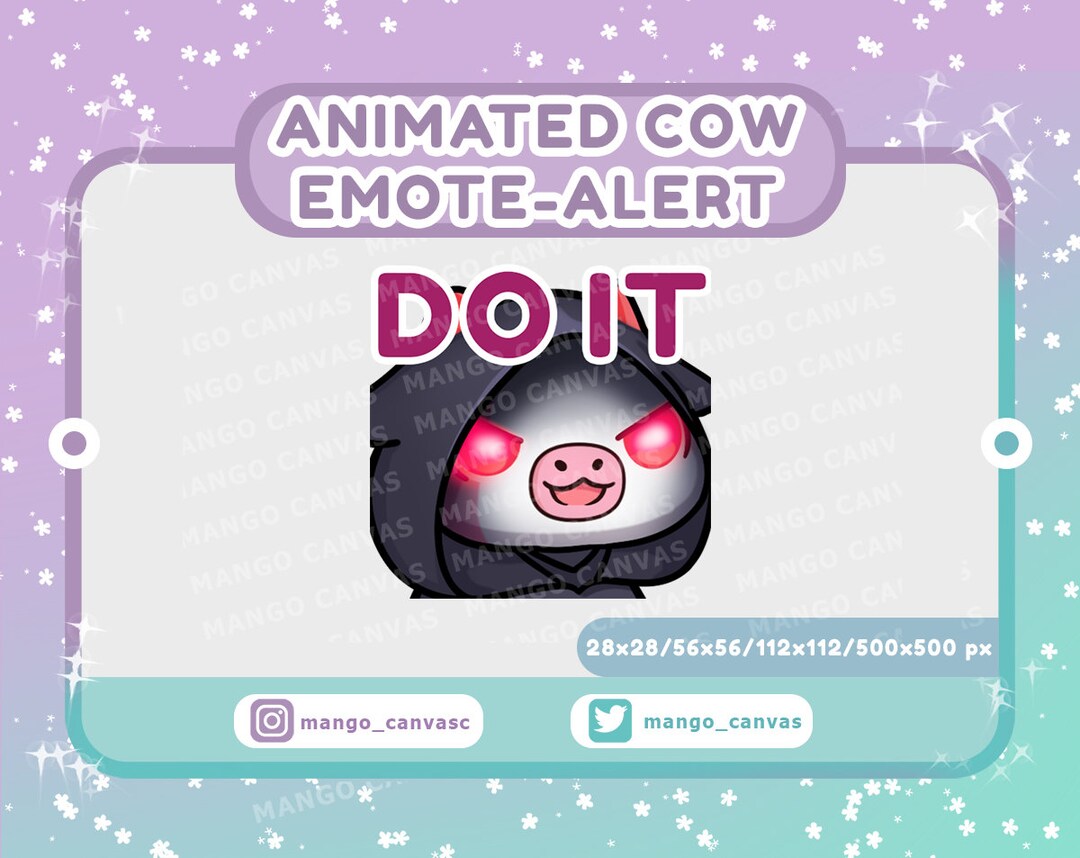 Animated Pink Cow Emote Alert /do It Emote-alert - Etsy