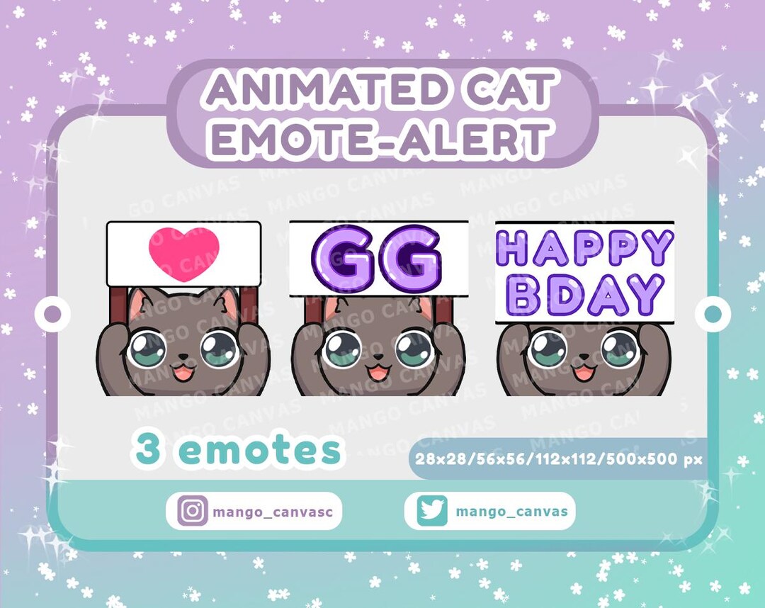 Animated Gray Cat Emote-gg Sign Emote/heart Sign Emote - Etsy