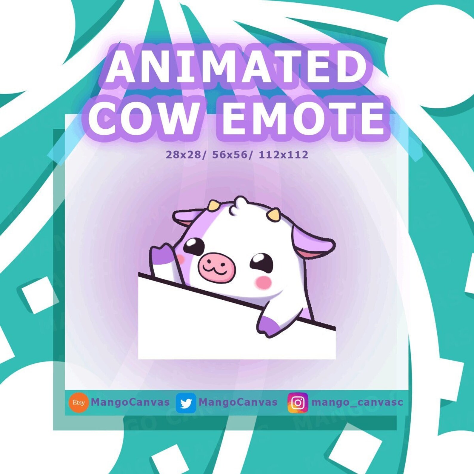 Animated Purple Cow Emote-bongo Cow - Etsy