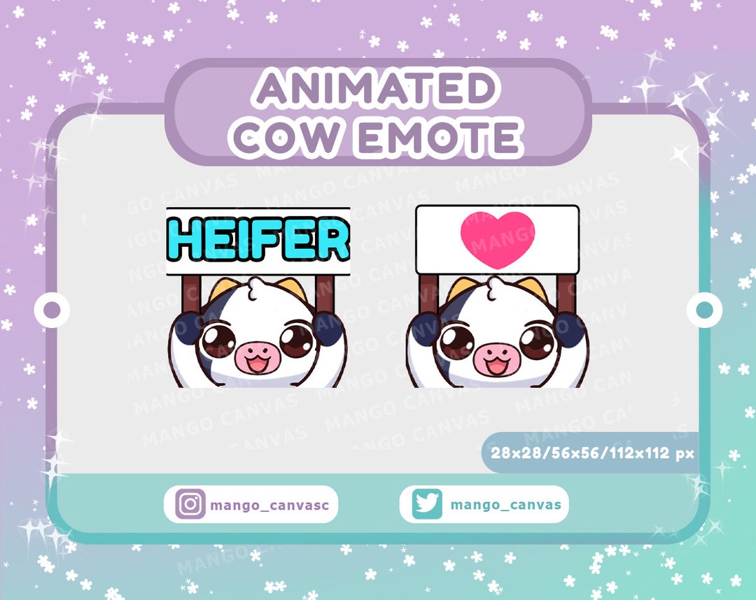 Animated Cow Emote-heifer Sign Emote/heart Sign Emote - Etsy