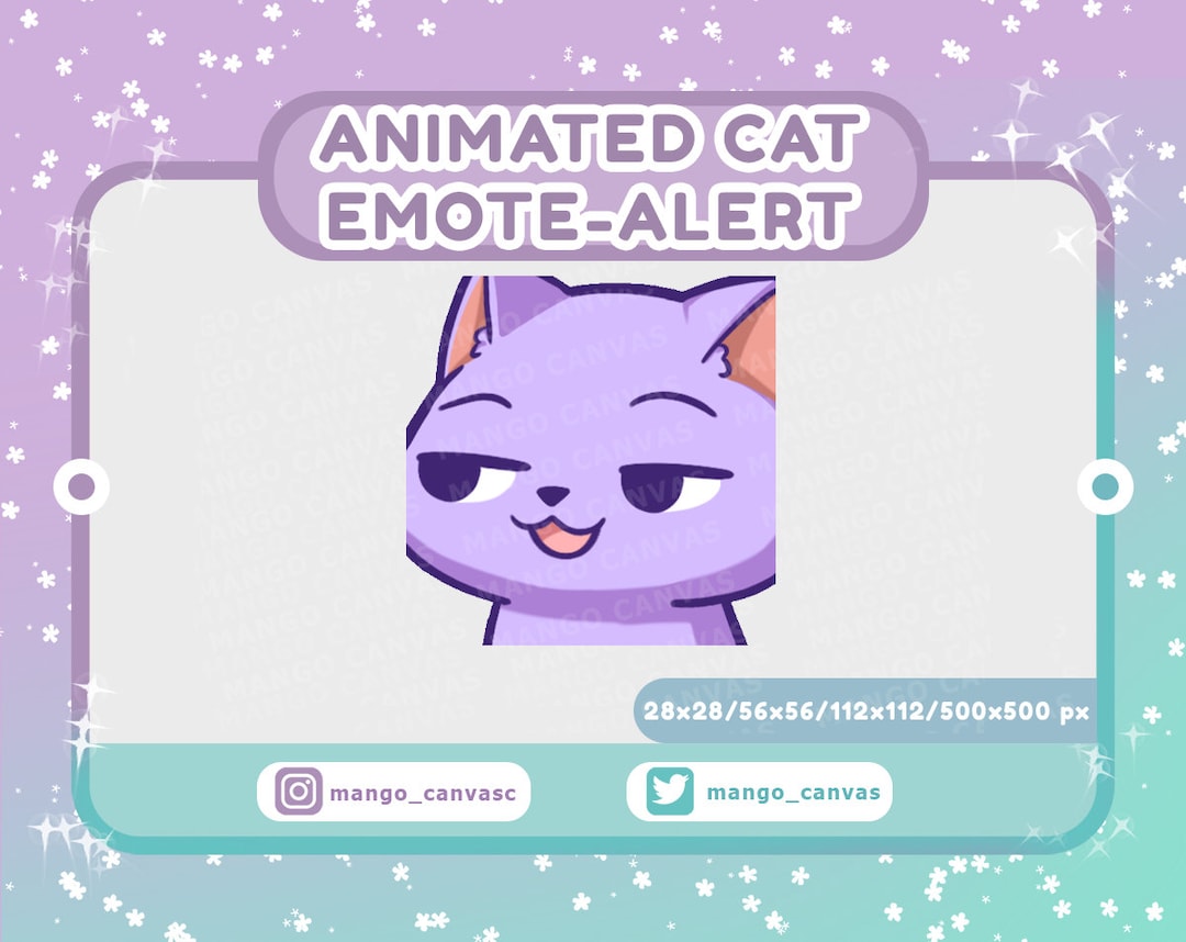 Animated Purple Cat Emote-smirk Emote - Etsy