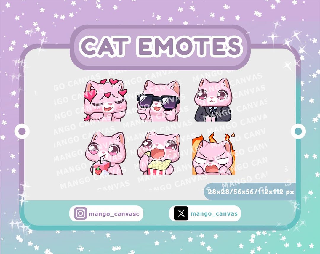 Pink Cat Emotes-set 10 - Etsy