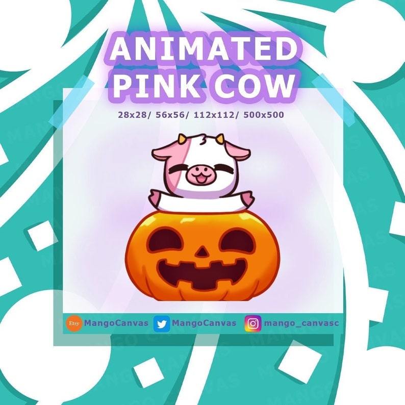 Animated Pink Cow Emote-alert/halloween Emote-alert - Etsy