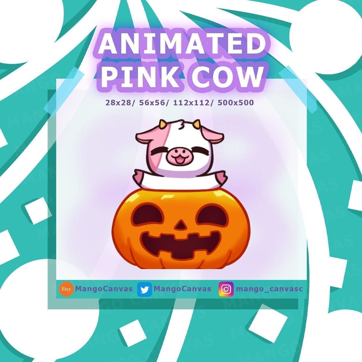 Animated Pink Cow Emote-alert/halloween Emote-alert - Etsy