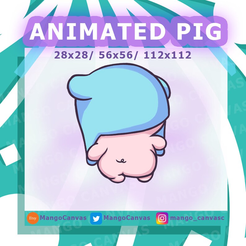 Animated Pig Emote/alert-cute Kawaii Piggy Piglet Oink - Etsy